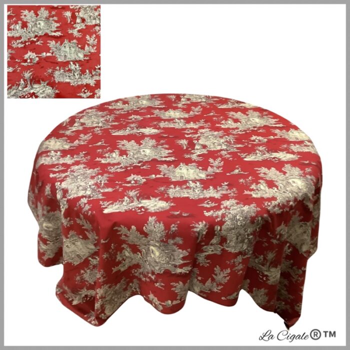 Toile Red Square Cotton Print Tablecloth - La Cigale