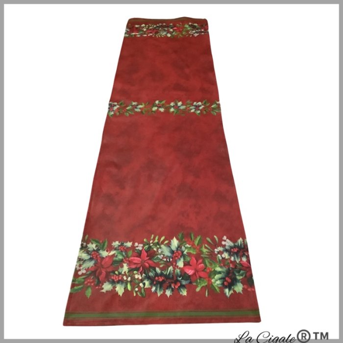 Noel Red Double Border Acrylic-coated Runner - La Cigale