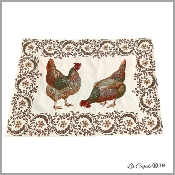 Rooster and Hen Tapestry Placemat - La Cigale
